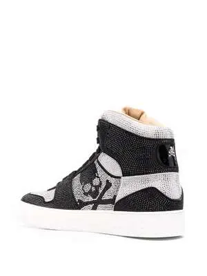 Philipp Plein Crystal Skull High Top Sneakers - Black