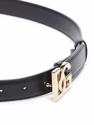 Dolce & Gabbana Logo Buckle Leather Belt - Black