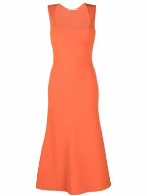 Stella McCartney Square-neck Flared Dress - Orange