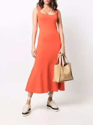 Stella McCartney Square-neck Flared Dress - Orange