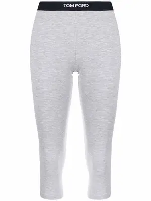 TOM FORD Cropped Logo-waistband Leggings - Grey