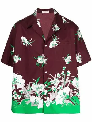 Valentino Garavani Floral-print Short-sleeved Shirt - Red