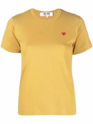 Play Comme Des Garcon Cotton T-shirt With Embroidered Logo - Neutrals