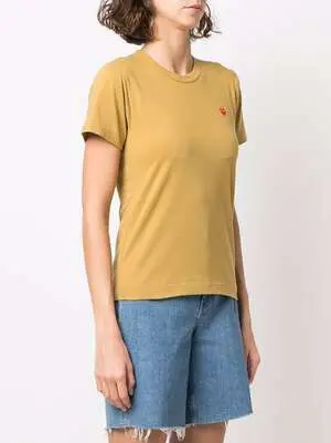 Play Comme Des Garcon Cotton T-shirt With Embroidered Logo - Neutrals