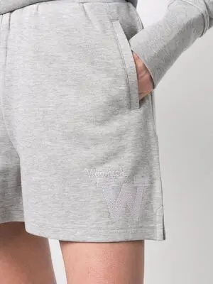 Woolrich Logo-embroidered Organic Cotton Shorts - Grey