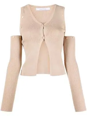 Rokh Cut-out Knit Cardigan - Neutrals