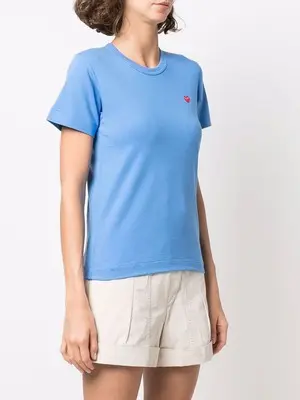 Play Comme Des Garcon Embroidered-logo T-shirt - Blue