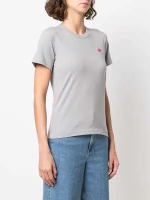 Play Comme Des Garcon Embroidered-logo T-shirt - Grey