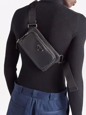 Prada Logo Plaque Zipped Crossbody Bag