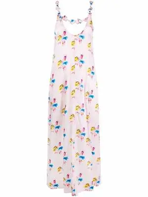 GANNI Floral-print Slip Midi Dress - Pink