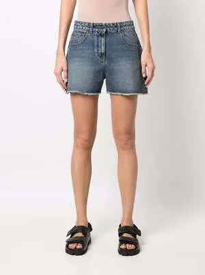 Palm Angels Palm Tree-embroidered Denim Shorts