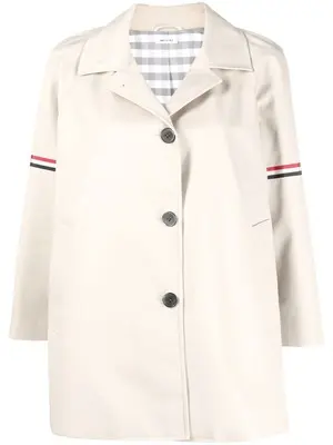 Thom Browne Single-breasted Short Coat - Neutrals