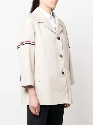 Thom Browne Single-breasted Short Coat - Neutrals
