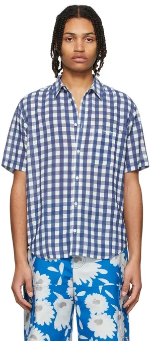 Jacquemus JACQUEMUS Navy & White 'La Chemise Melo' Shirt Navy Checks
