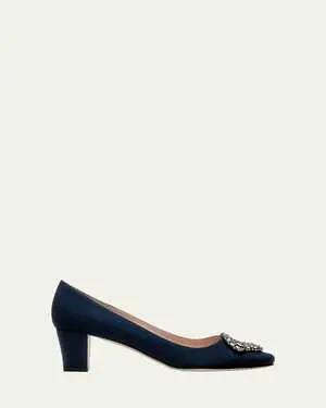 Manolo Blahnik Okkatto Crystal Silk Pumps