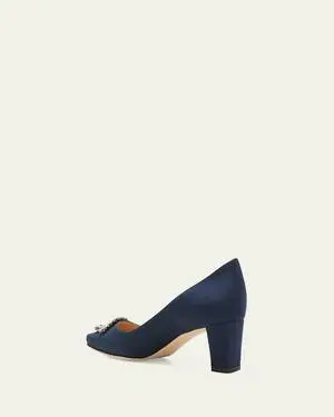 Manolo Blahnik Okkatto Crystal Silk Pumps