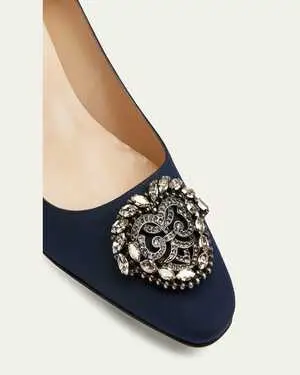 Manolo Blahnik Okkatto Crystal Silk Pumps