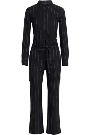 THE RANGE Pinstriped Crepe Jumpsuit - Black