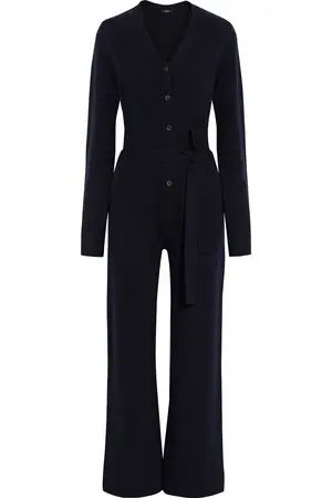 JOSEPH Belted Wool Jumpsuit