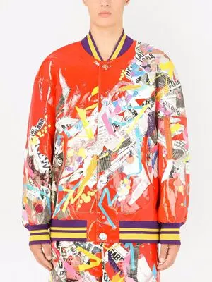 Dolce & Gabbana Newspaper Print Bomber Jacket