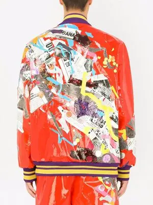 Dolce & Gabbana Newspaper Print Bomber Jacket