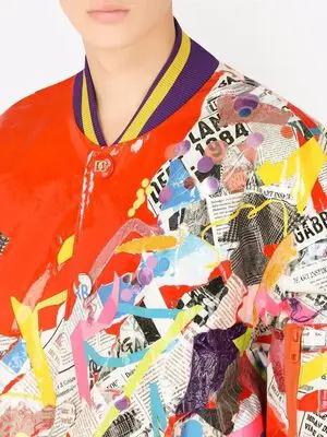Dolce & Gabbana Newspaper Print Bomber Jacket