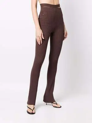 ANDREĀDAMO Ribbed-knit Flared Trousers