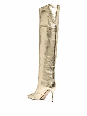 SCAROSSO X Brian Atwood Carra Metallic Boots - Yellow