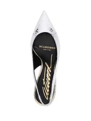 SCAROSSO X Brian Atwood Sutton Slingback Pumps - Silver