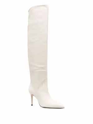 SCAROSSO X Brian Atwood Carra Leather Boots - Neutrals