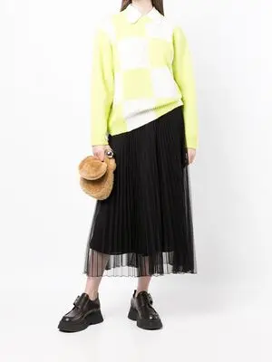 Baum Und Pferdgarten Oversized Check Wool-blend Sweater - White