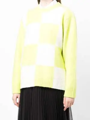 Baum Und Pferdgarten Oversized Check Wool-blend Sweater - White