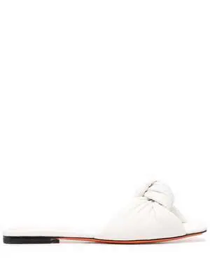 Santoni Square-toe Leather Sandals - White