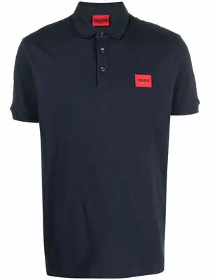 Hugo Chest Logo-patch Polo Shirt - Blue