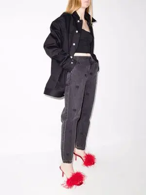 Alexander Wang Embroidered-monogram Denim Track Pants