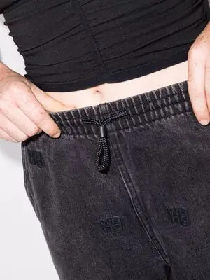 Alexander Wang Embroidered-monogram Denim Track Pants