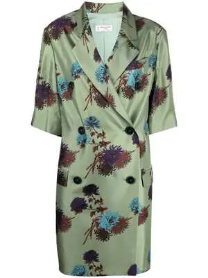 Alberto Biani Floral Print Double-breasted Dress