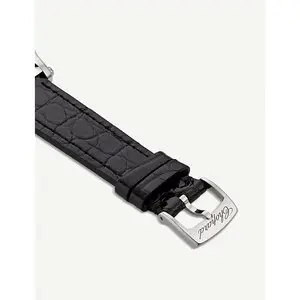 Chopard 278559-3003 Happy Sport Medium Automatic Stainless Steel, Diamond, And Alligator-embossed Leather Watch - Silver And Black