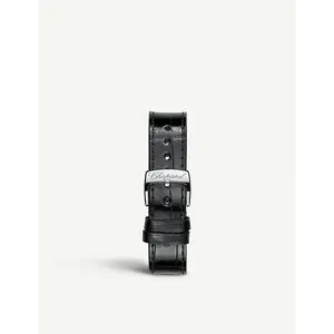 Chopard 278559-3003 Happy Sport Medium Automatic Stainless Steel, Diamond, And Alligator-embossed Leather Watch - Silver And Black
