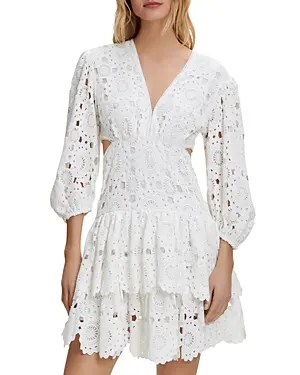 Maje Rivajia Embroidered Side Cutout Dress In White - 40% Off | Editorialist