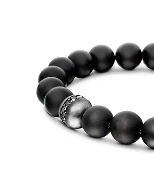 David Yurman Spiritual Beads Bracelet With Black Onyx And Diamond - Black/silver