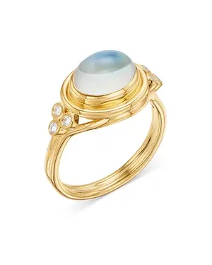 Temple St. Clair 18k Yellow Gold Blue Moonstone & Diamond Ring - White/gold