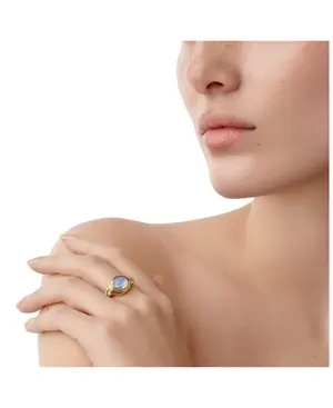 Temple St. Clair 18k Yellow Gold Blue Moonstone & Diamond Ring - White/gold