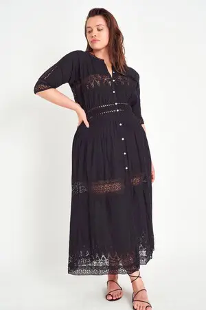 LoveShackFancy Beth Midi Dress - Black