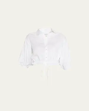 Cara Cara Hutton Cropped Top - White