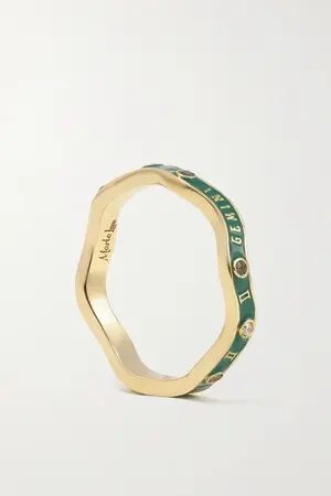 MARLO LAZ Zodiac Wave 14-karat Enamel And Multi-stone Ring