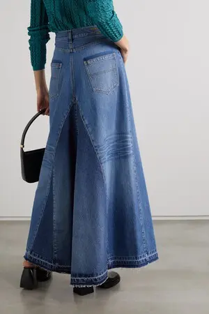 Philosophy Di Lorenzo Serafini Patchwork Frayed Denim Maxi Skirt