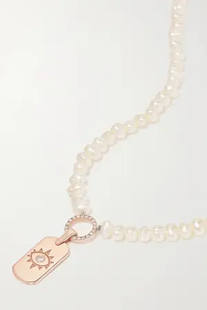 DIANE KORDAS Evil Eye Rose Pearl And Diamond Necklace - Gold