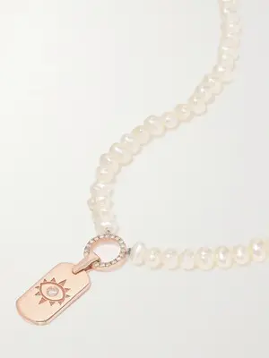DIANE KORDAS Evil Eye Rose Pearl And Diamond Necklace - Gold
