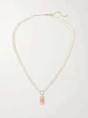 DIANE KORDAS Evil Eye Rose Pearl And Diamond Necklace